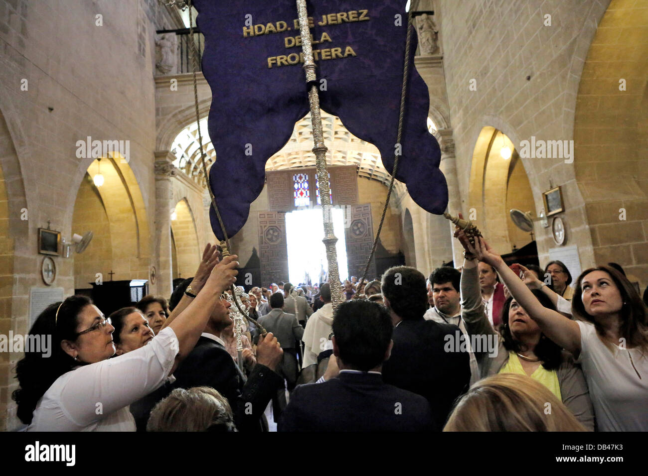 Catholic church mass and parade at the start of the pilgrimage to El ...