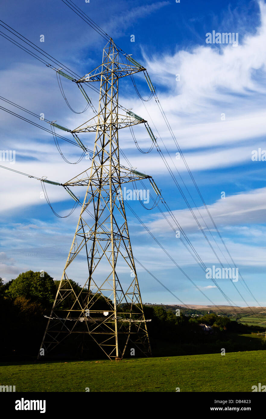 Portrait view of electricity pylon, part of the National Grid ...