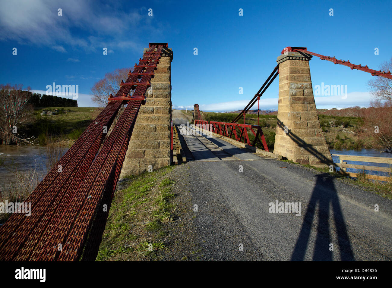 Historic Suspension Bridge, Taieri River, Sutton, Otago, South Island ...
