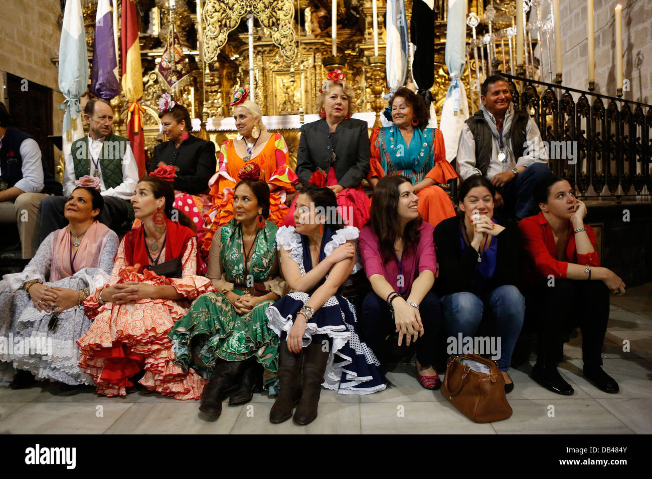 Catholic mass service for pilgrims in Jerez making the pilgrimage to El ...