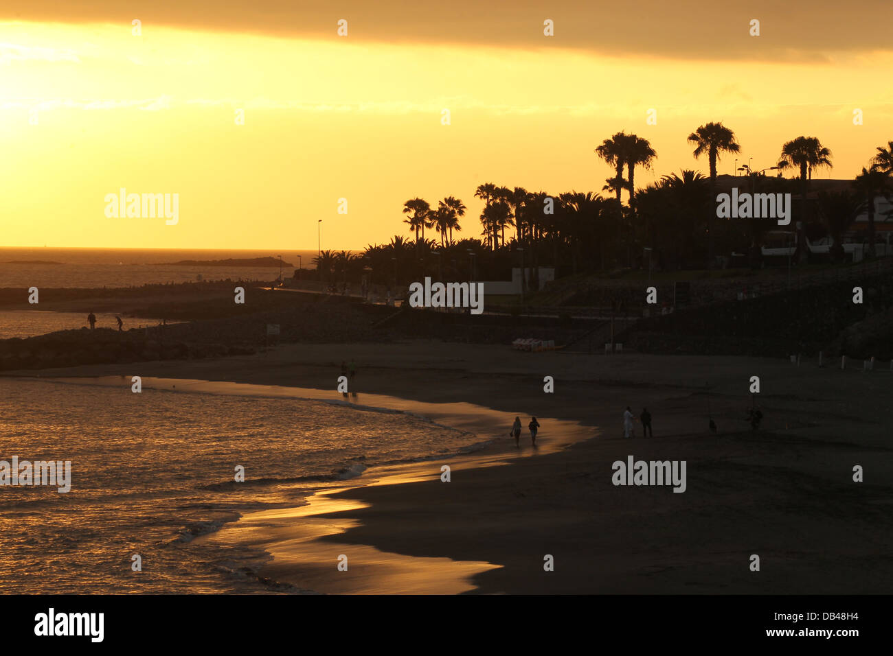 Image of sunset taken along a beech on Costa Adeje in Tenerife, Canary ...