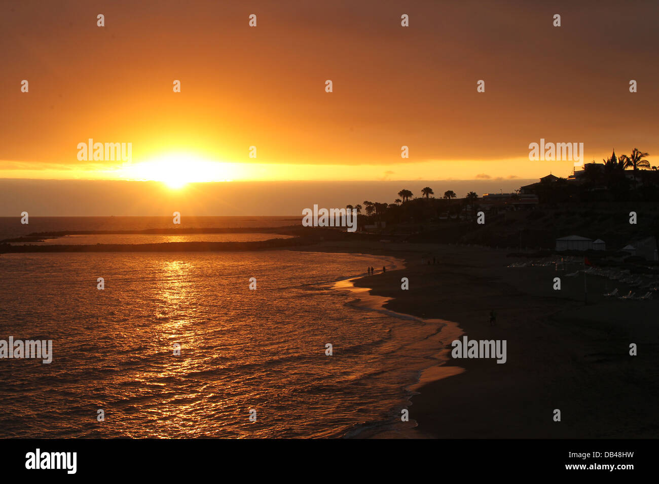 Image of sunset taken along a beech on Costa Adeje in Tenerife, Canary ...