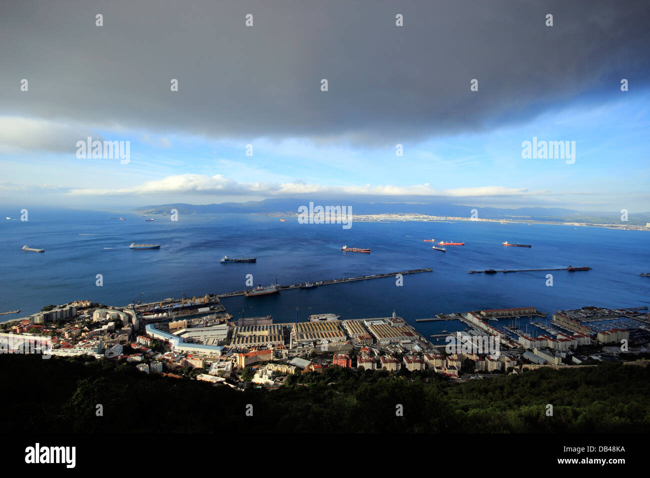 Panoramic view overlooking the Bay of Gibraltar Stock Photo - Alamy