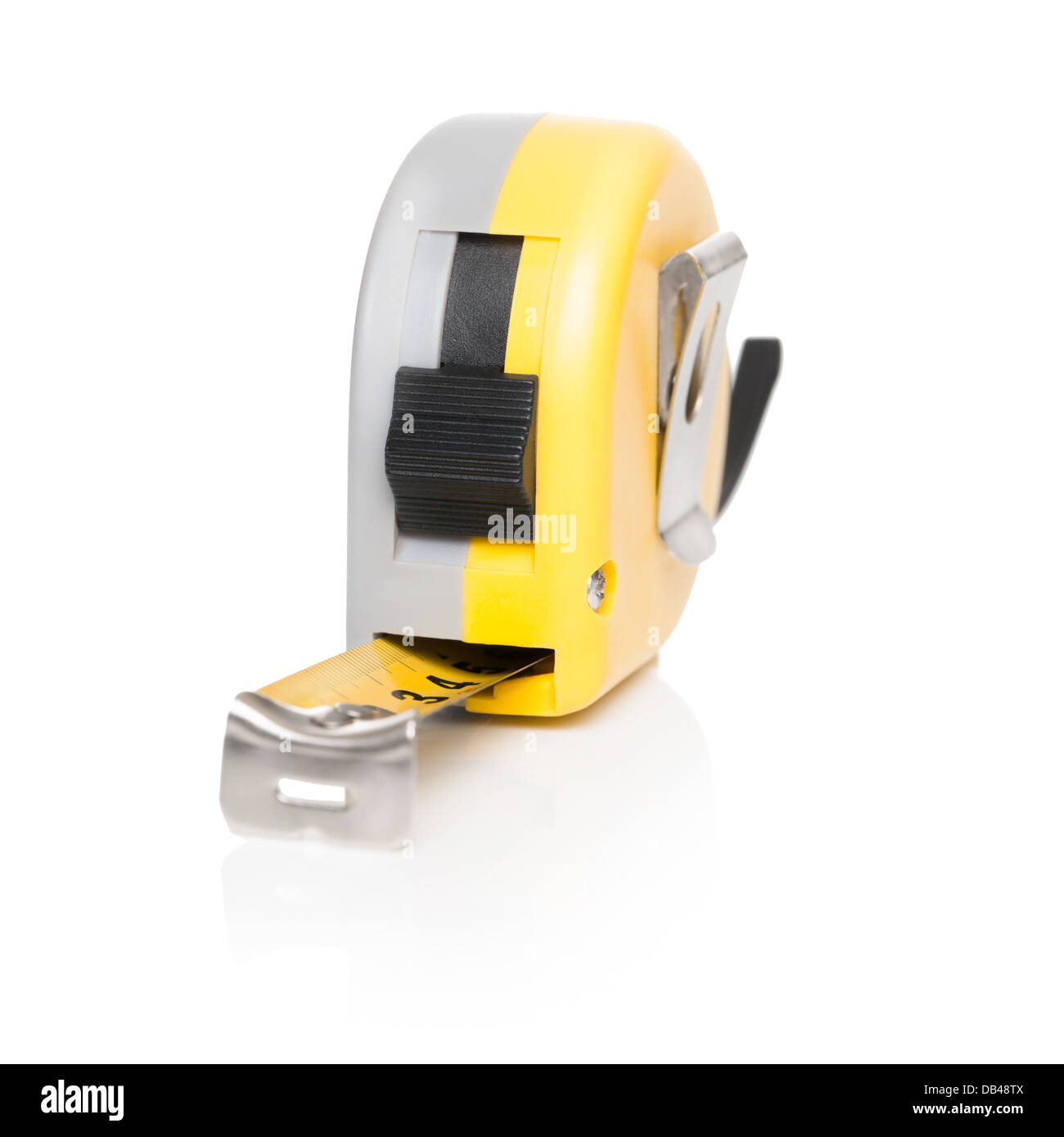 Yellow tape measure isolated on white background Stock Photo - Alamy