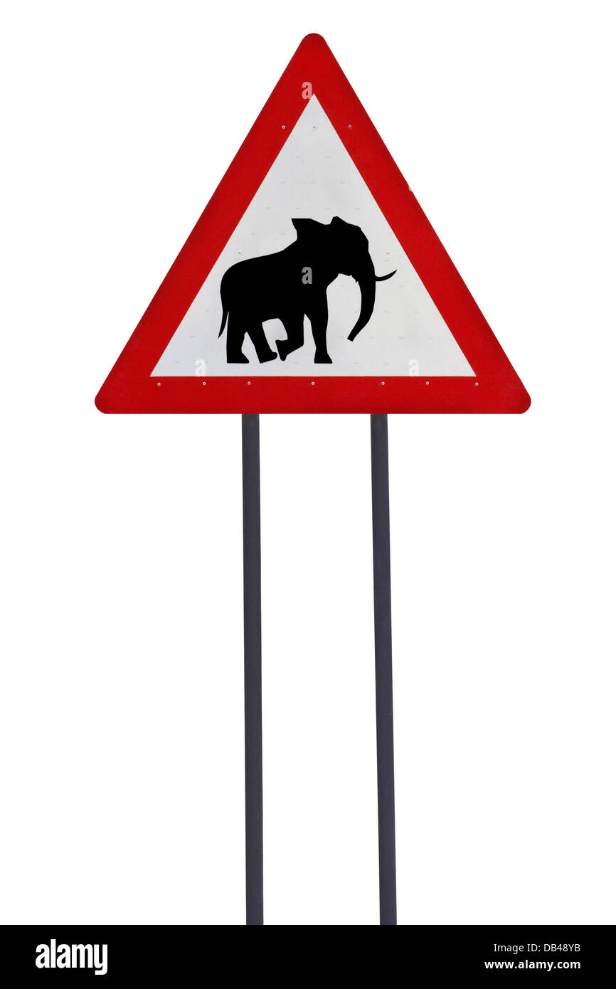 Desert elephant warning sign, Namibia, Africa Stock Photo - Alamy