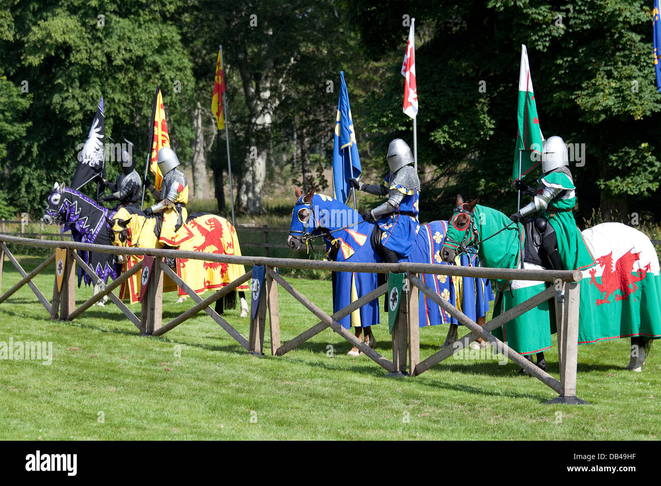 Knights parading before the Joust at a Medieval re-enactment event at ...