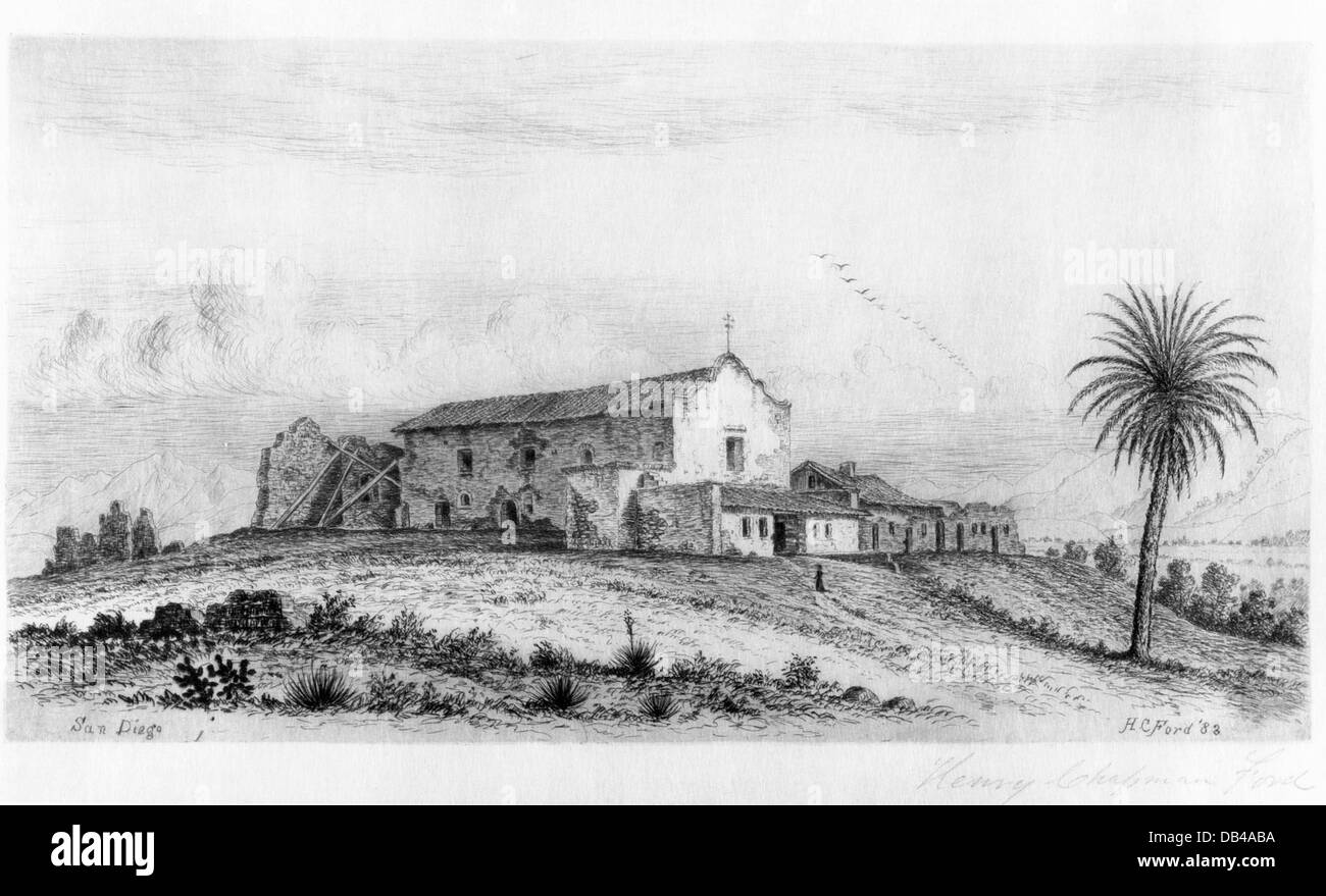 An artwork representing Mission San Diego, capturing the historical and ...
