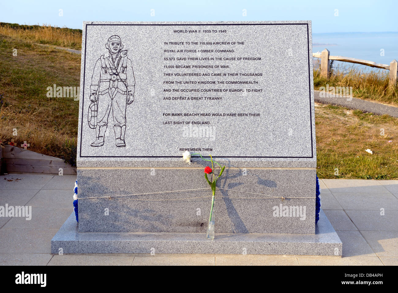 Memorial to RAF Bomber Command on the clifftop at Beachy Head, East ...