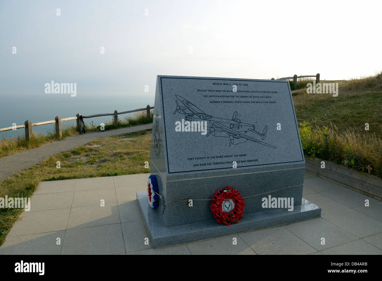 Memorial to RAF Bomber Command on the clifftop at Beachy Head, East ...