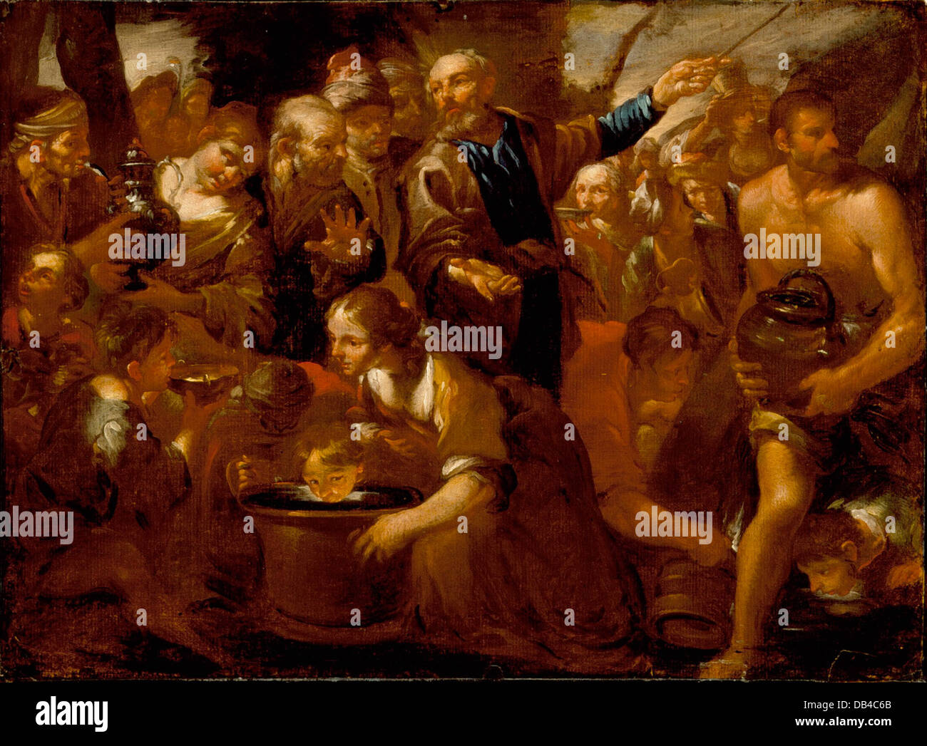 A sculpture depicting Moses striking the rock, a key moment from the ...