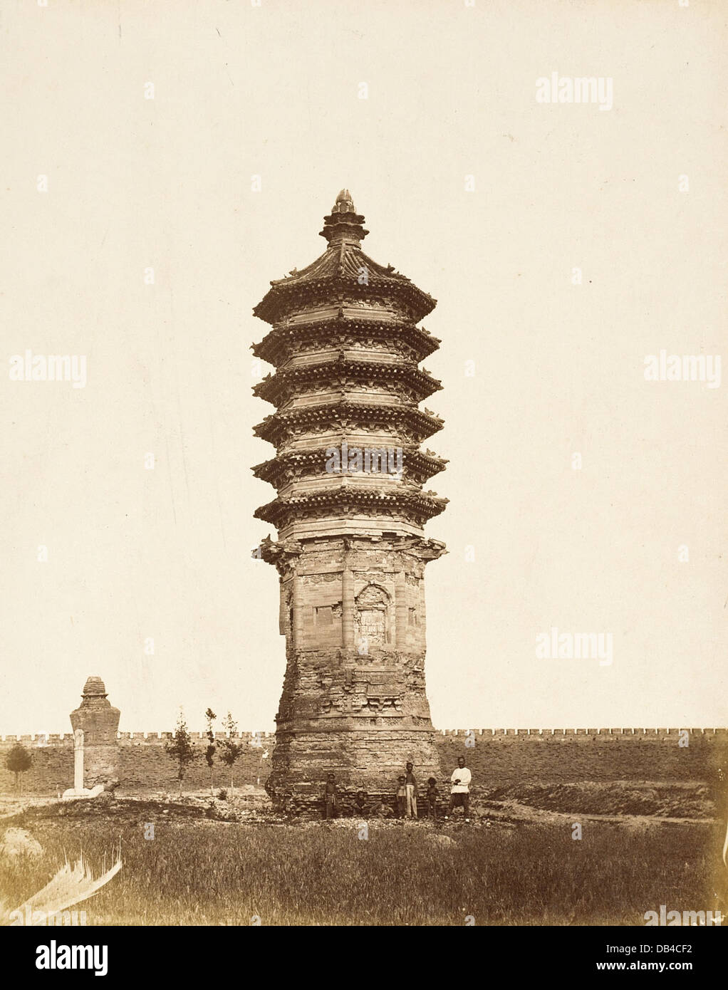 This image depicts a multi-storied pagoda from Northern China ...
