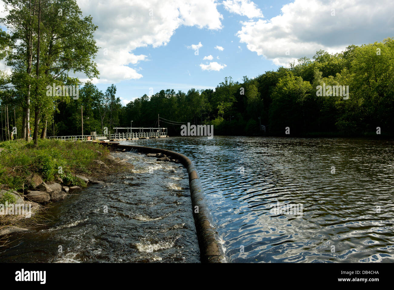 Morrum River at the Kungsforsen dam in Kaeringahejan's nature reserve ...