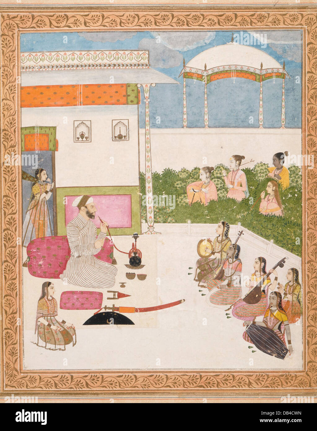 This artwork features a musical performance depicted on the recto, with ...