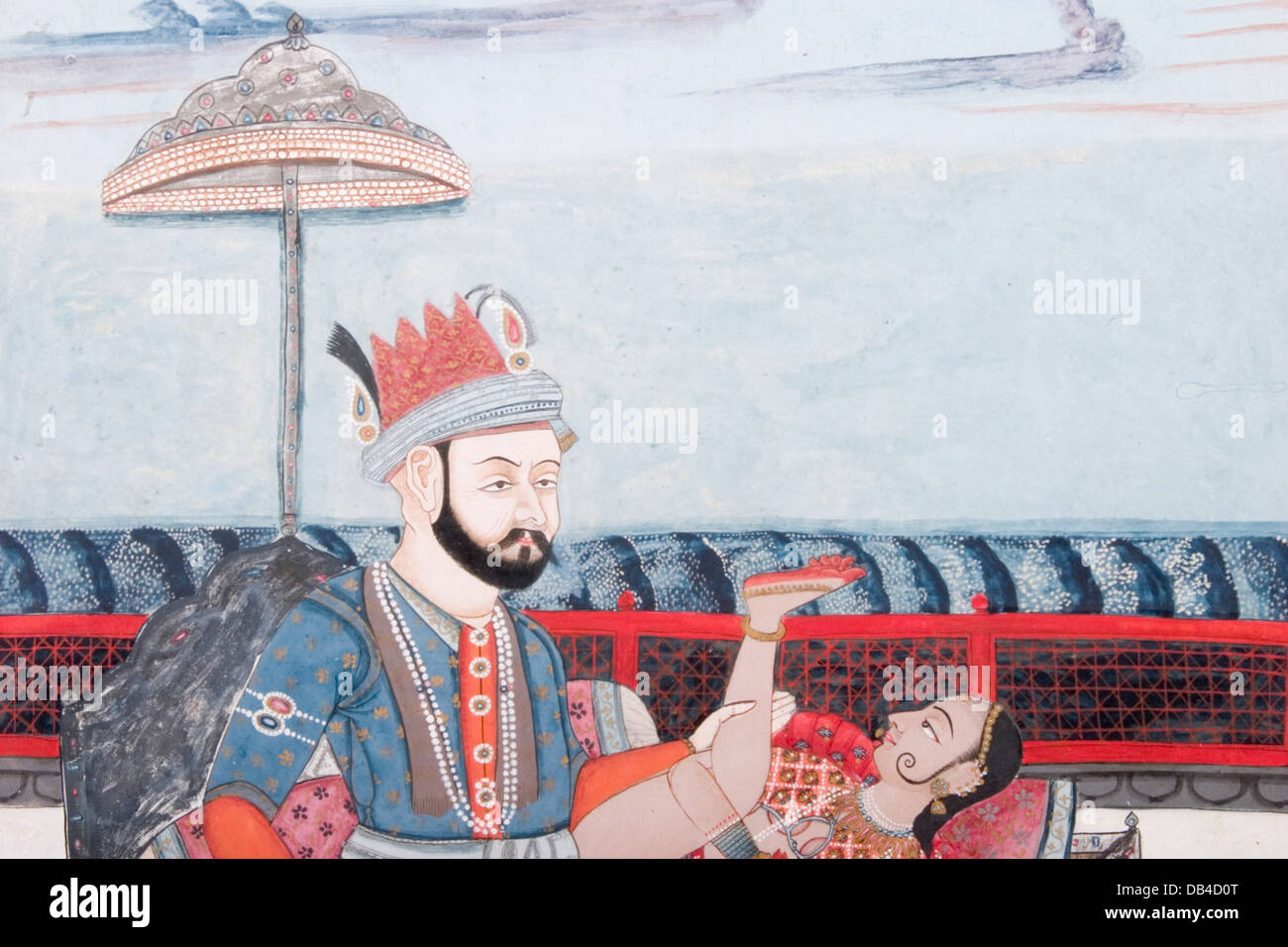 This artwork depicts Nadir Shah, the 18th-century ruler, alongside a ...
