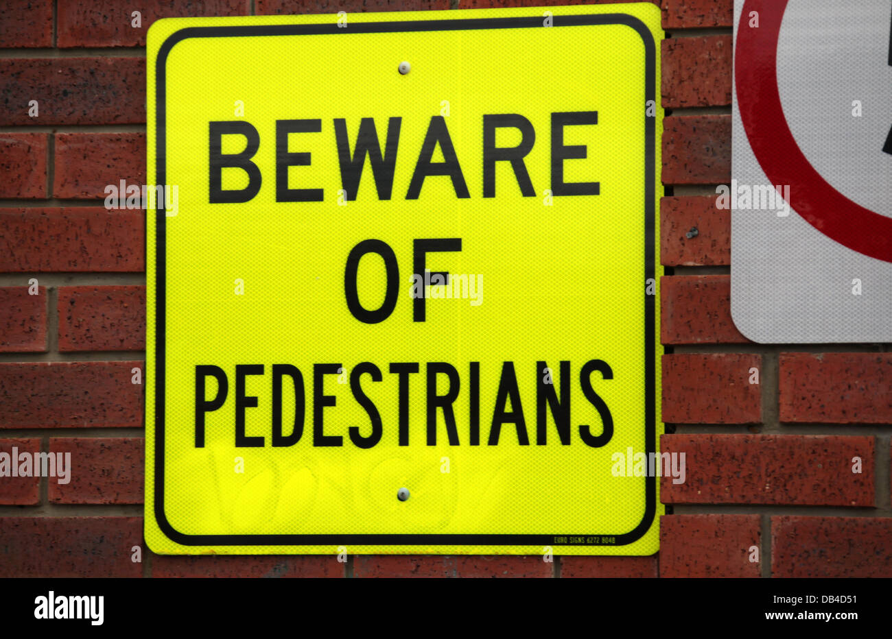 Beware of Pedestrians Sign Stock Photo - Alamy