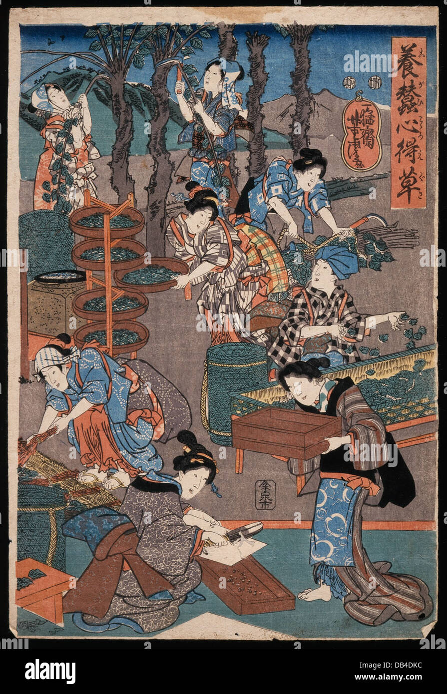 This artwork provides a visual insight into sericulture, the process of ...