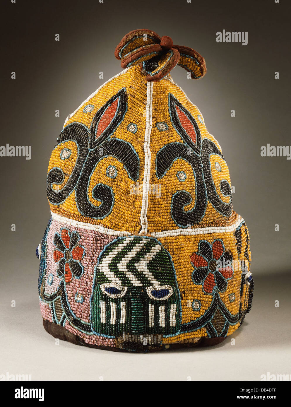 A regal crown belonging to an Oba, displayed at the Los Angeles County ...