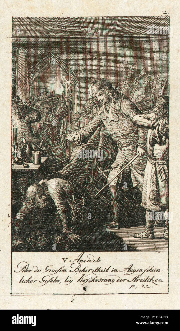 A painting depicting anecdotes from the life of Peter the Great ...