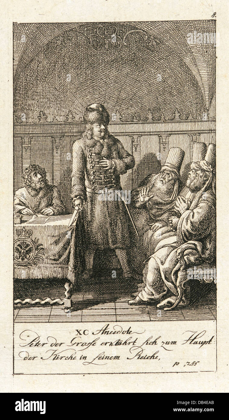 This artwork portrays anecdotes of Peter the Great, capturing the ...