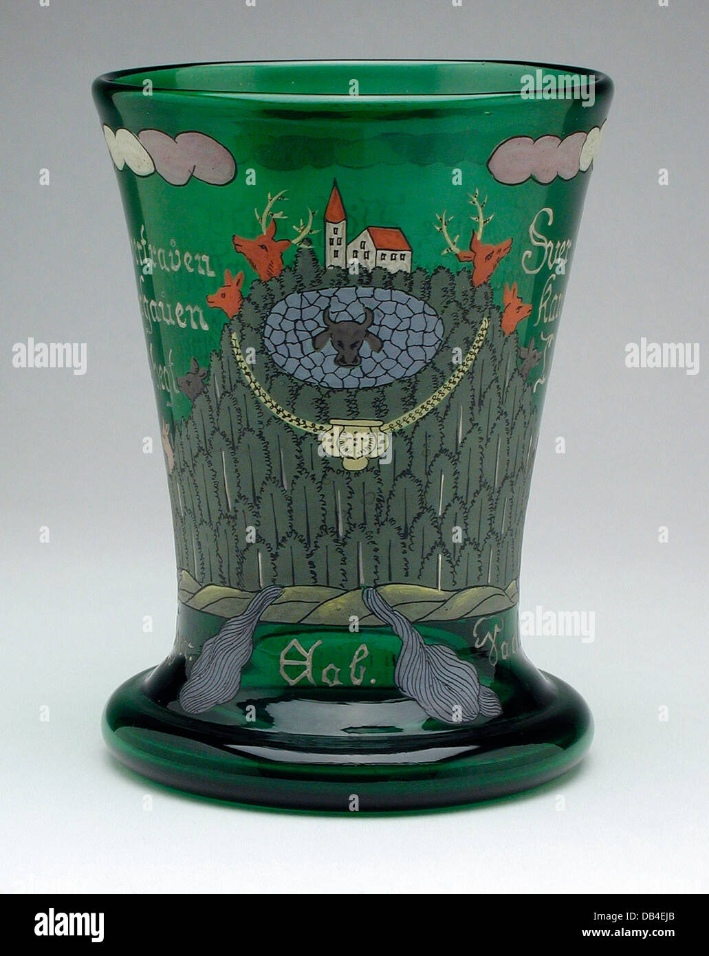 An Oxhead beaker, also known as Ochsenkopfhumpen, featuring detailed ...