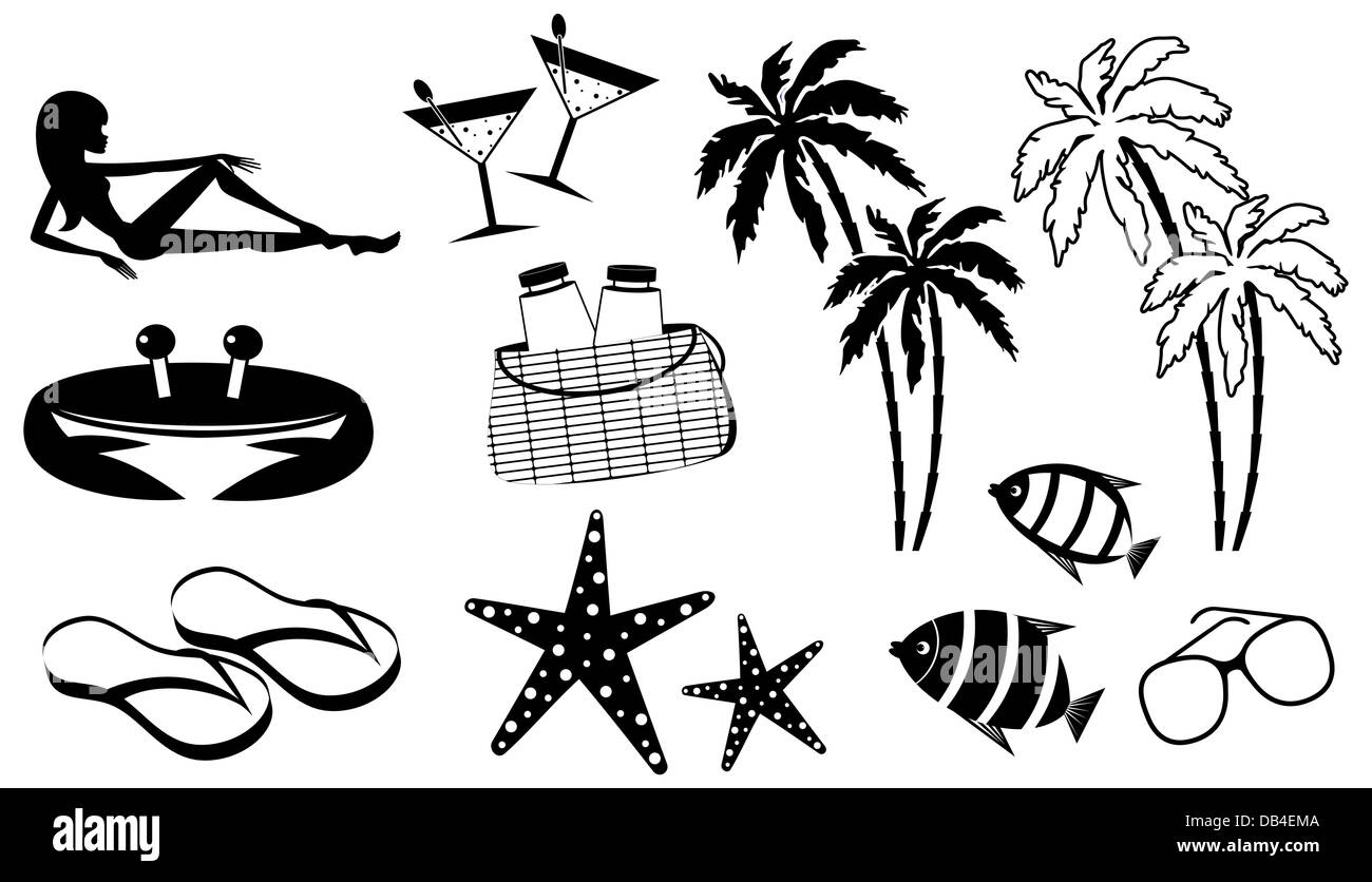 Set beach coast objects Cut Out Stock Images & Pictures - Alamy