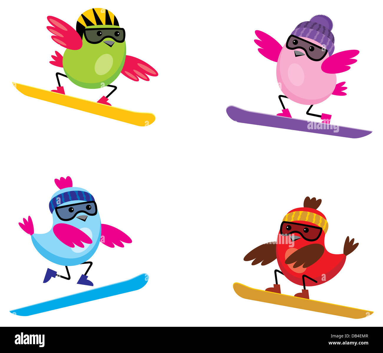 Image of cartoon birds that are engaged in skiing Stock Photo - Alamy