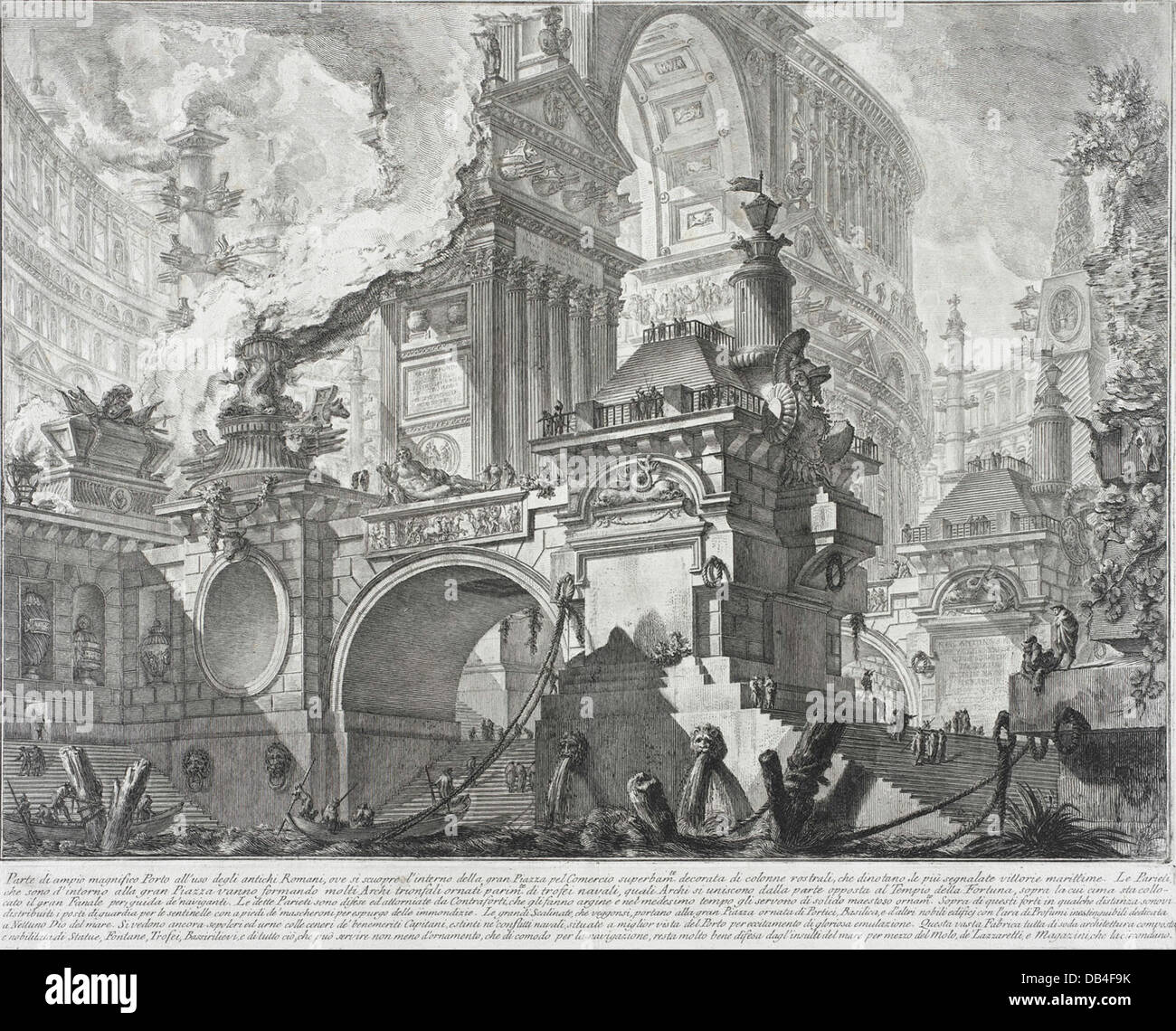 This model depicts a section of an ancient Roman harbor, complete with ...