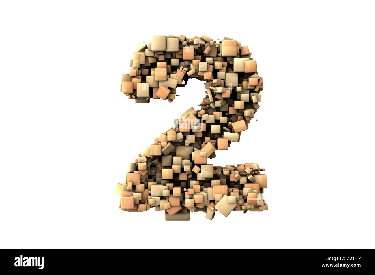 Number two shape build with wood particles, over white background Stock ...