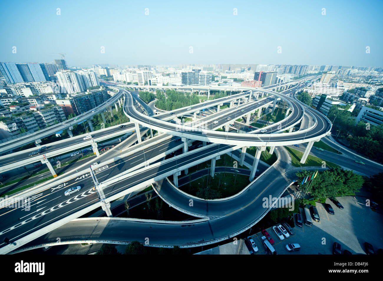 Panoramic city overpass Stock Photo - Alamy