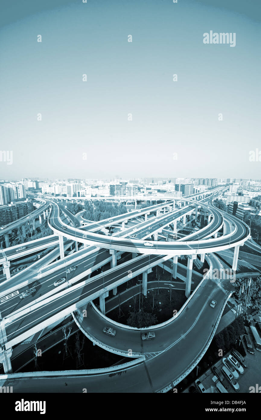 Panoramic city overpass Stock Photo - Alamy