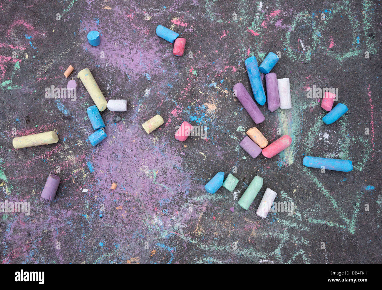 Colorful pieces of chalk on the street Stock Photo - Alamy
