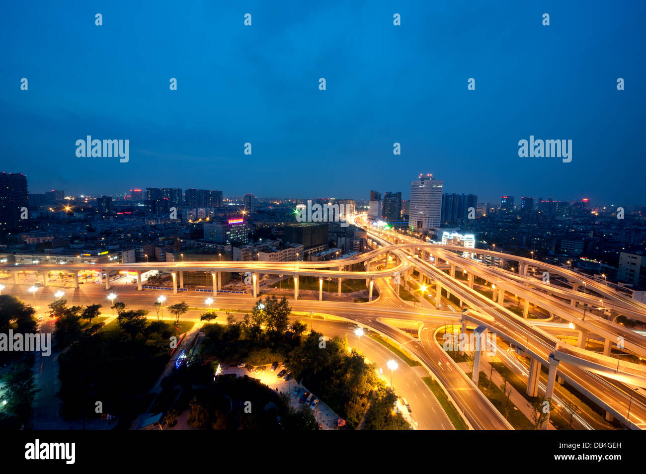 Chengdu, China, city overpass at night Stock Photo - Alamy