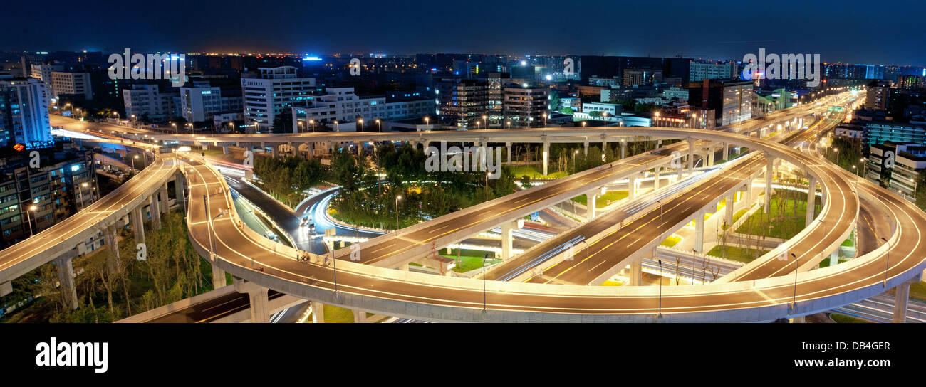Chengdu, China, city overpass at night Stock Photo - Alamy