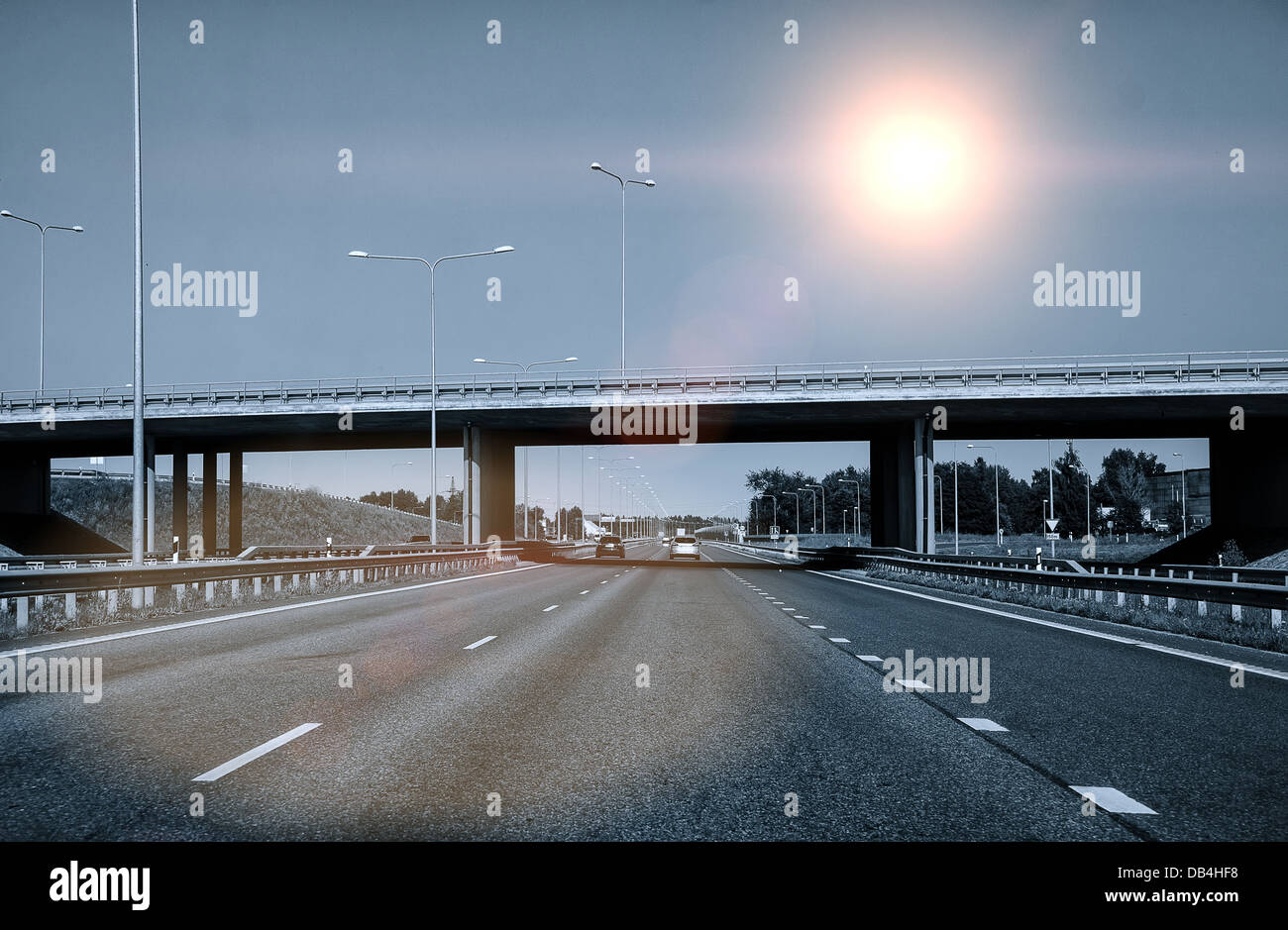 Highway perspective on a sky background Stock Photo - Alamy