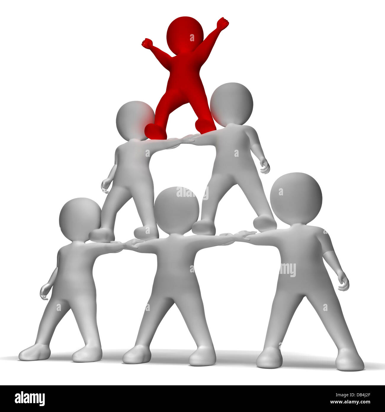 3d Character Pyramid Shows Hierarchy And Teamwork Stock Photo - Alamy