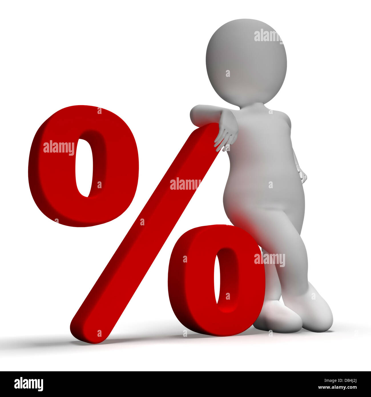 Percent Sign With 3d Man Shows Percentage Or Discount Stock Photo - Alamy