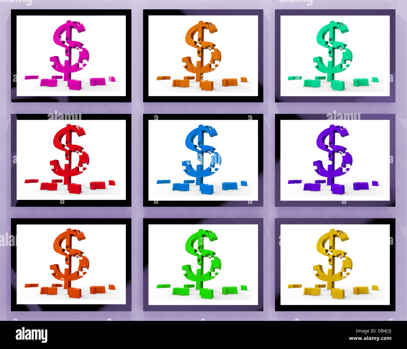 Dollar Symbols On Monitors Showing American Prosperity Stock Photo - Alamy