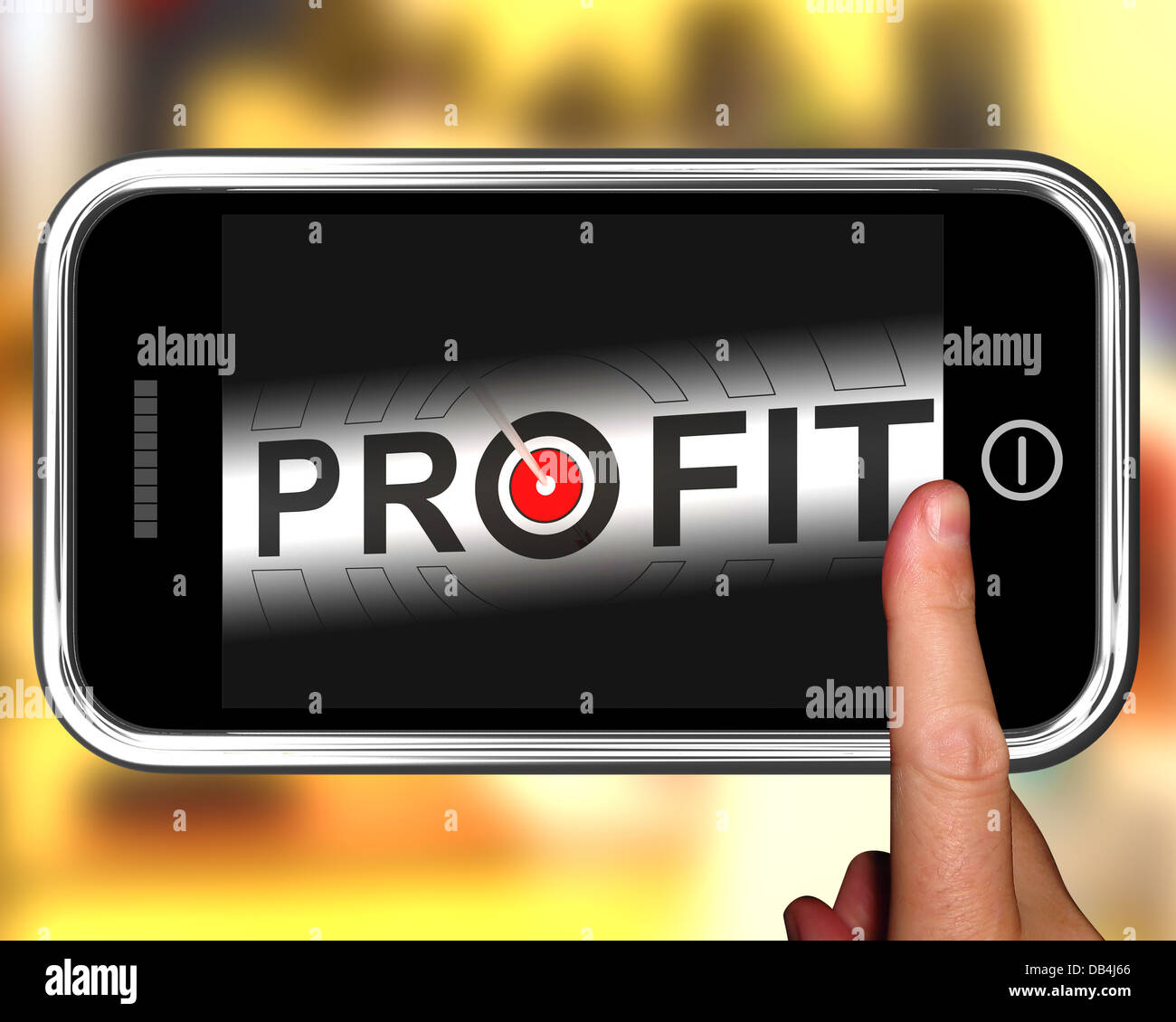 Profit On Smartphone Shows Aimed Progress Stock Photo - Alamy
