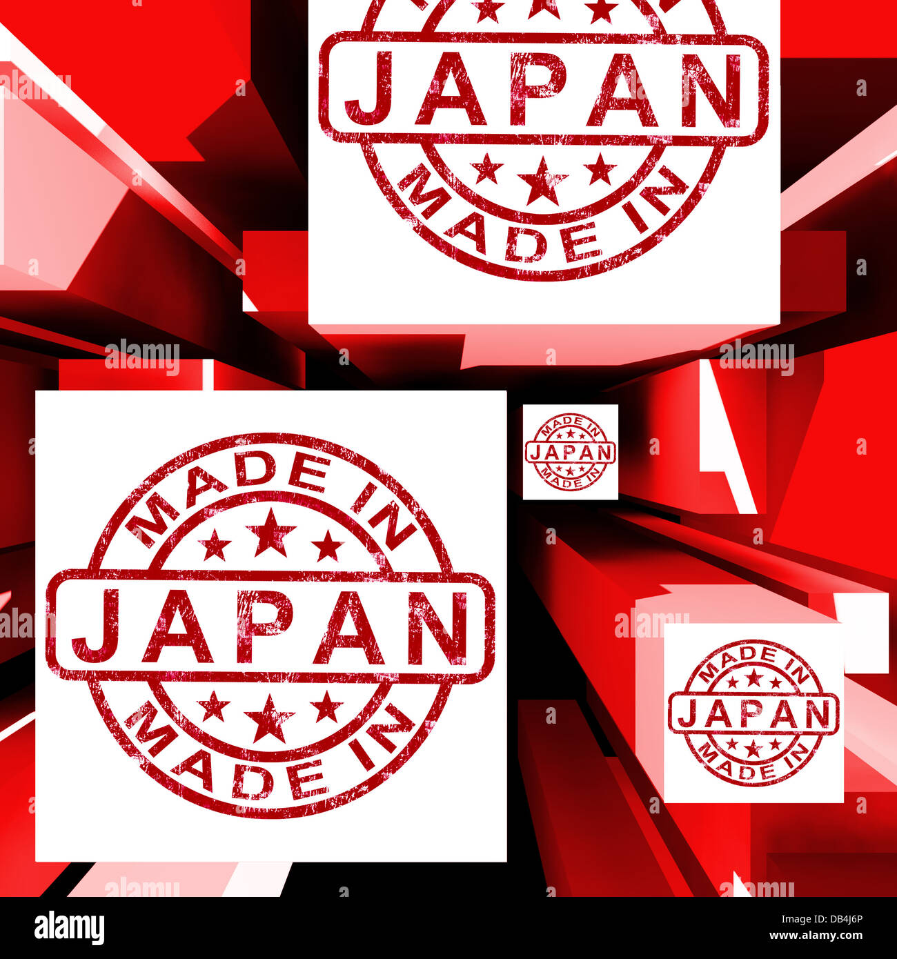 Made In Japan On Cubes Showing Japanese Industry Stock Photo - Alamy