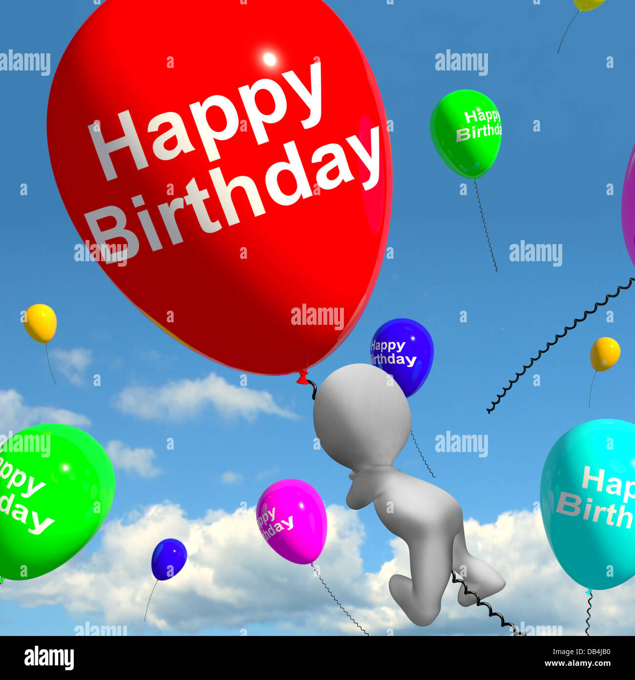 Balloons In the Sky Shows Celebrating Happy Birthday Stock Photo - Alamy