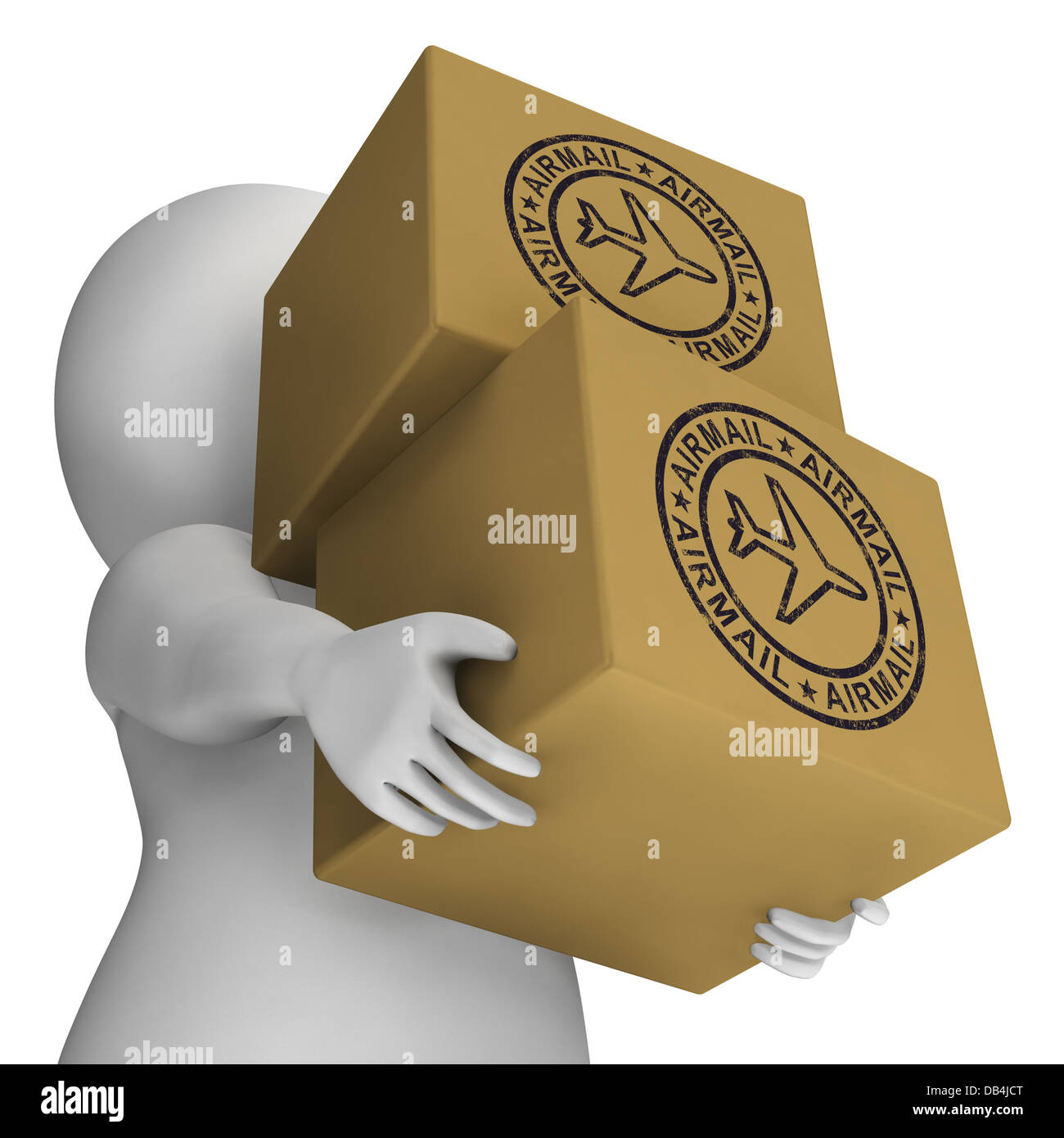 Airmail Stamp On Boxes Showing International Deliveries Stock Photo - Alamy