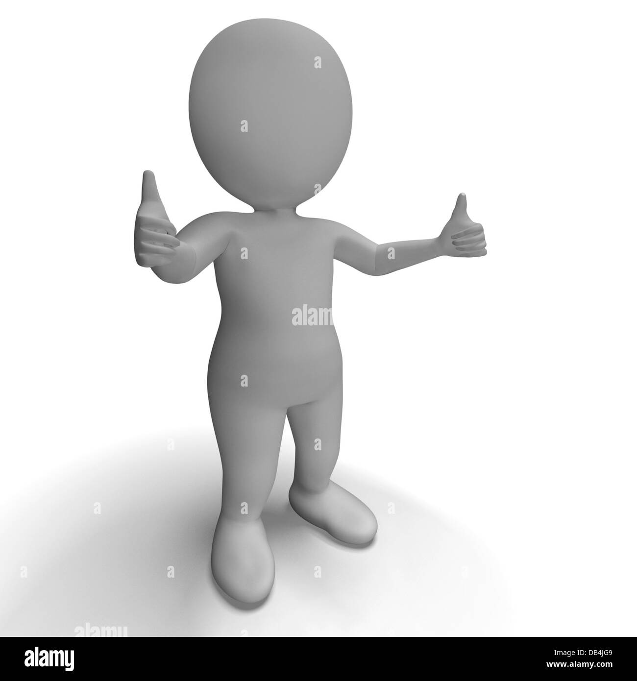 Thumbs Up 3d Character Shows Success And Approval Stock Photo - Alamy