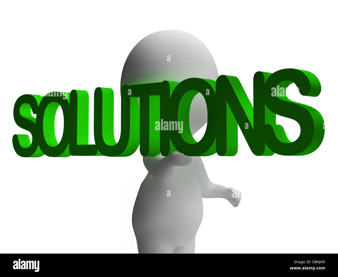 Solutions And 3d Character Showing Answers And Fixing Stock Photo - Alamy