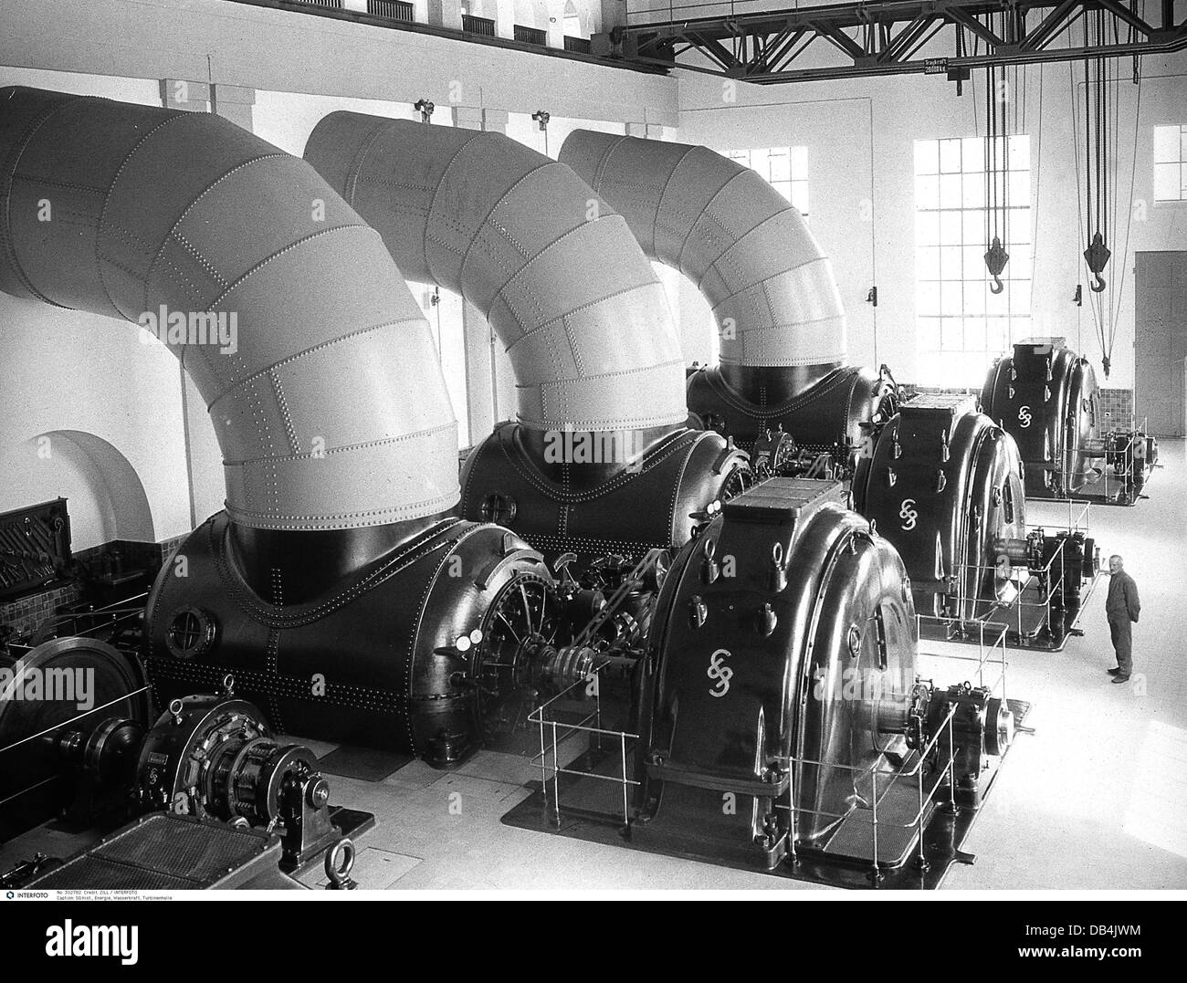 energy, water power, turbines, power plant, interior view, 1925 ...