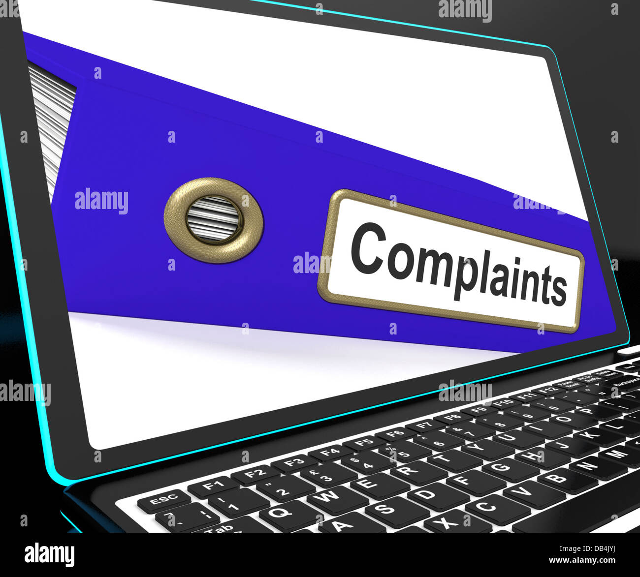 Complaints File On Laptop Shows Complaints Stock Photo - Alamy
