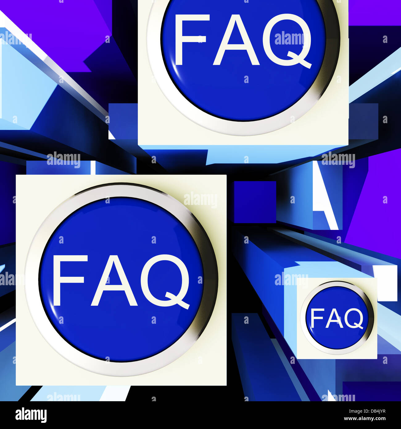 FAQ Buttons On Cubes Shows Assistance Stock Photo - Alamy