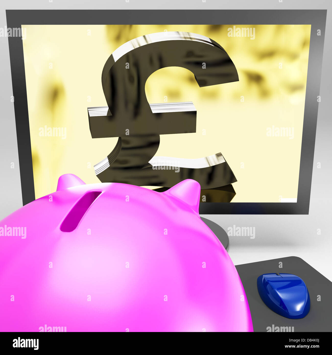 Pound Symbol On Monitor Showing Kingdom Wealth Stock Photo - Alamy