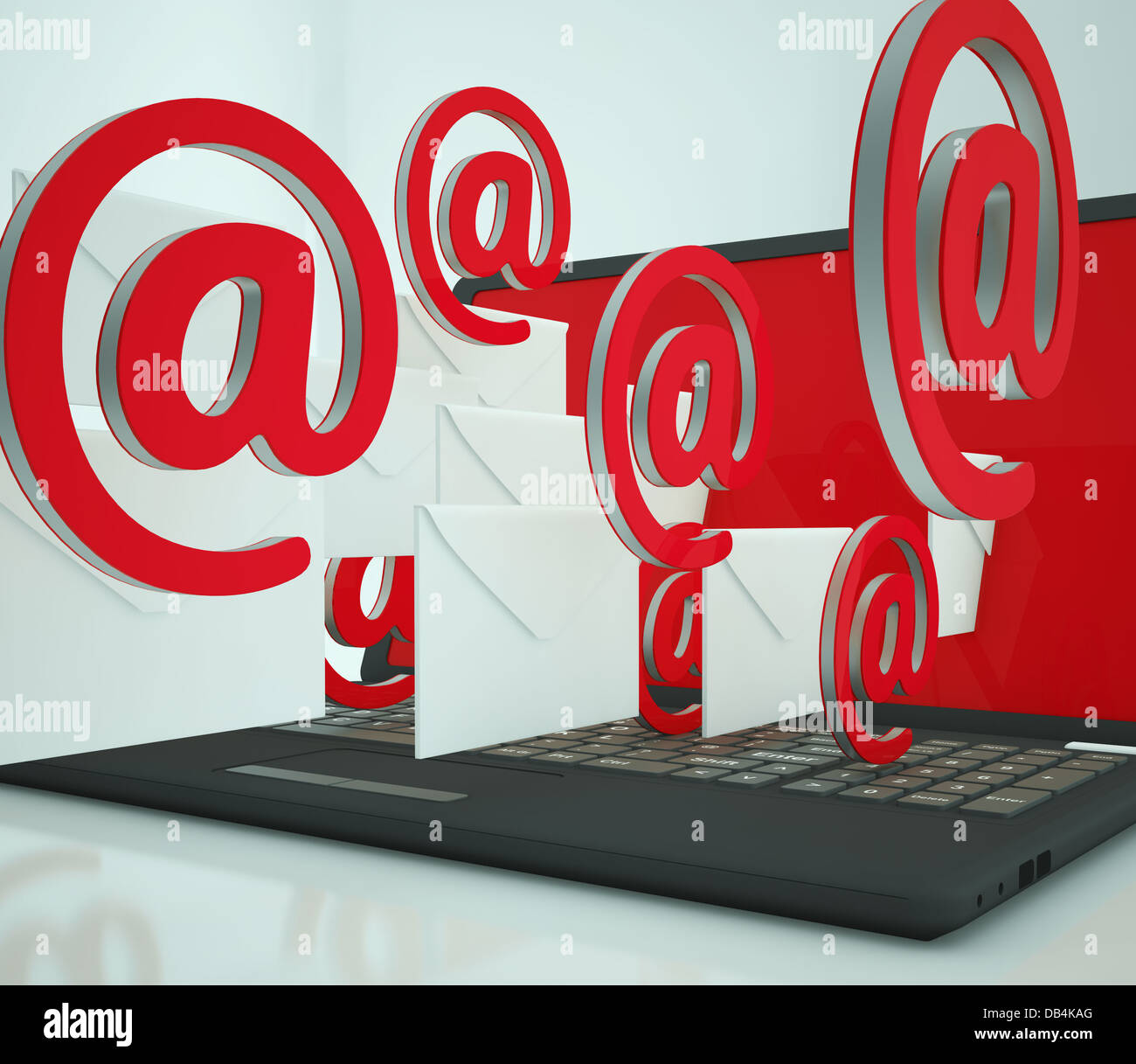 Mail Signs Leaving Laptop Showing Telecommunications Stock Photo - Alamy