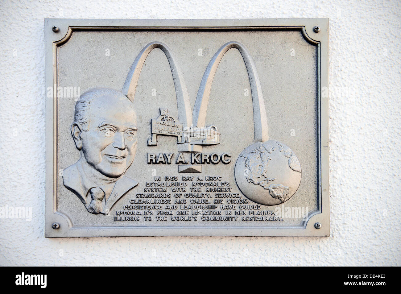 Ray A. Kroc, memorial plaque Stock Photo - Alamy