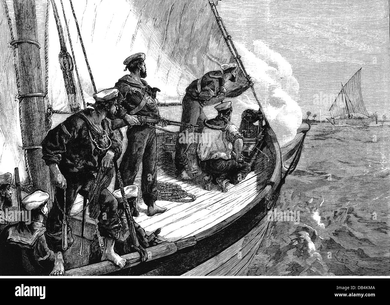 Slavery Combat British Sailors Shelling An Arabian Slave Ship At The East Coast Of Africa